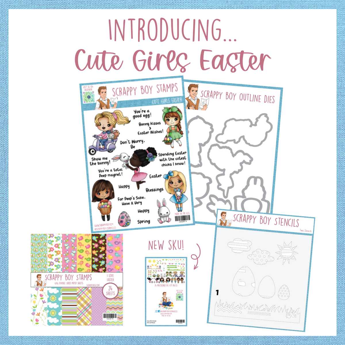 Cute Girls Easter Get it now - Scrappy Boy Stamps
