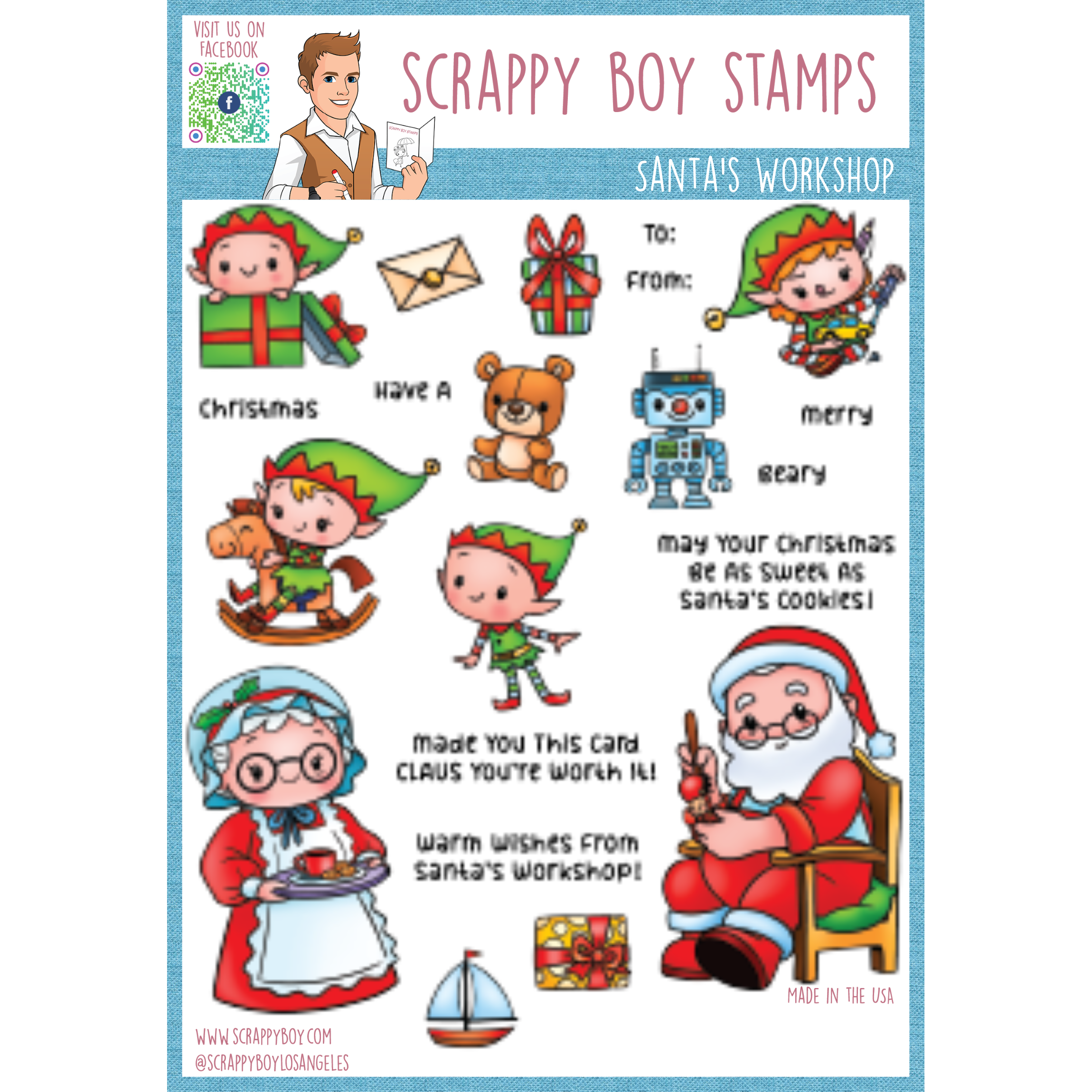 Santa's Workshop - 6x8 Stamp Set - Scrappy Boy Stamps