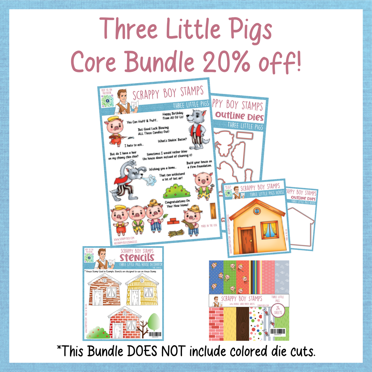 Core Bundle - Three Little Pigs Release - Scrappy Boy Stamps
