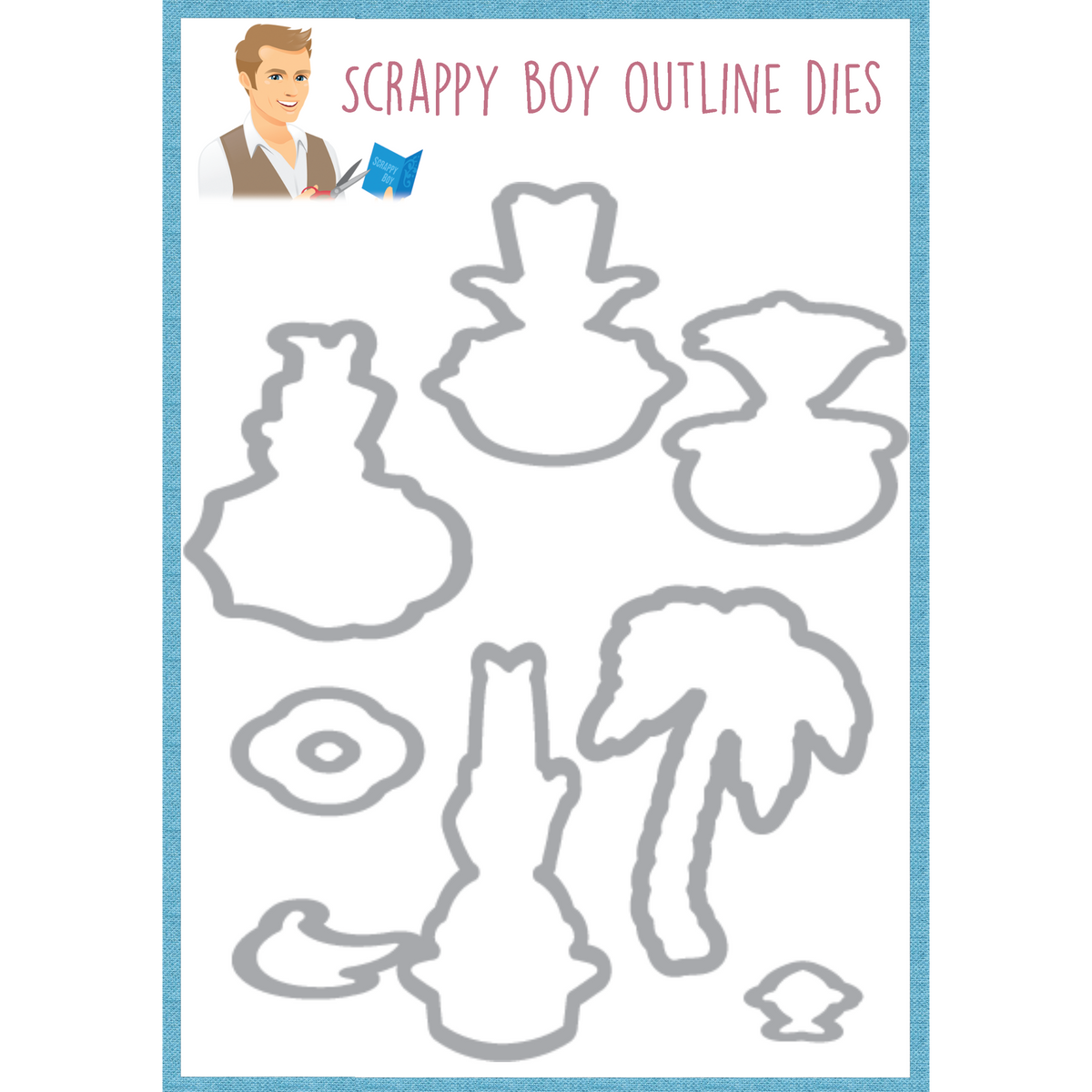 Bundle - Little Buddy Stamp & Outline Dies - Scrappy Boy Stamps