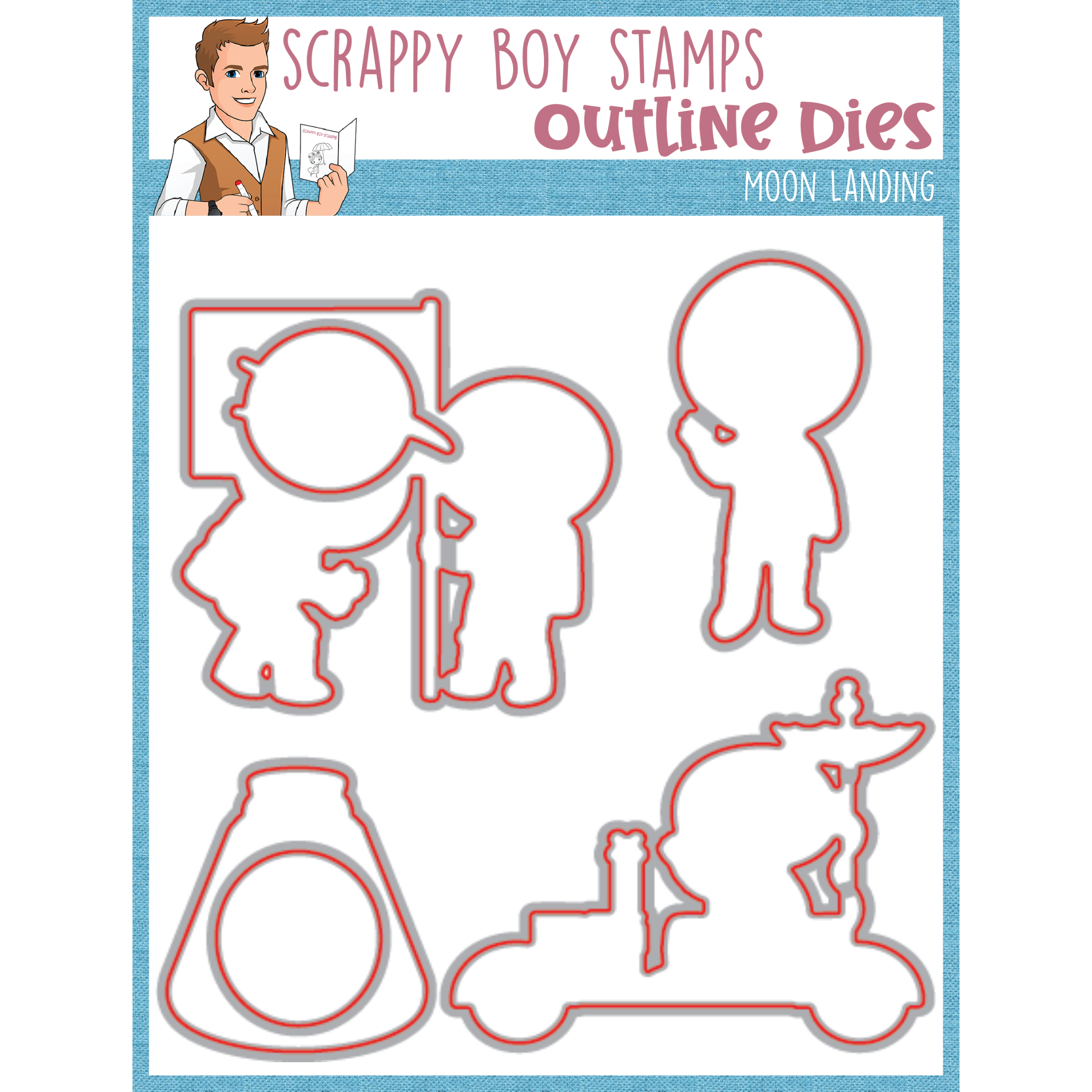 Outline Dies - Moon Landing - Scrappy Boy Stamps