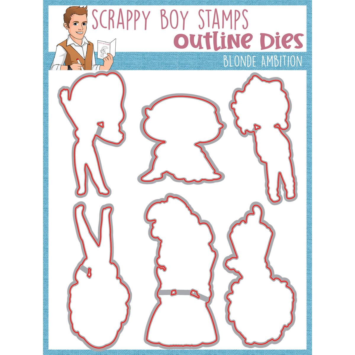 Bundle - Blonde Ambition Stamp & Outline Dies - Scrappy Boy Stamps