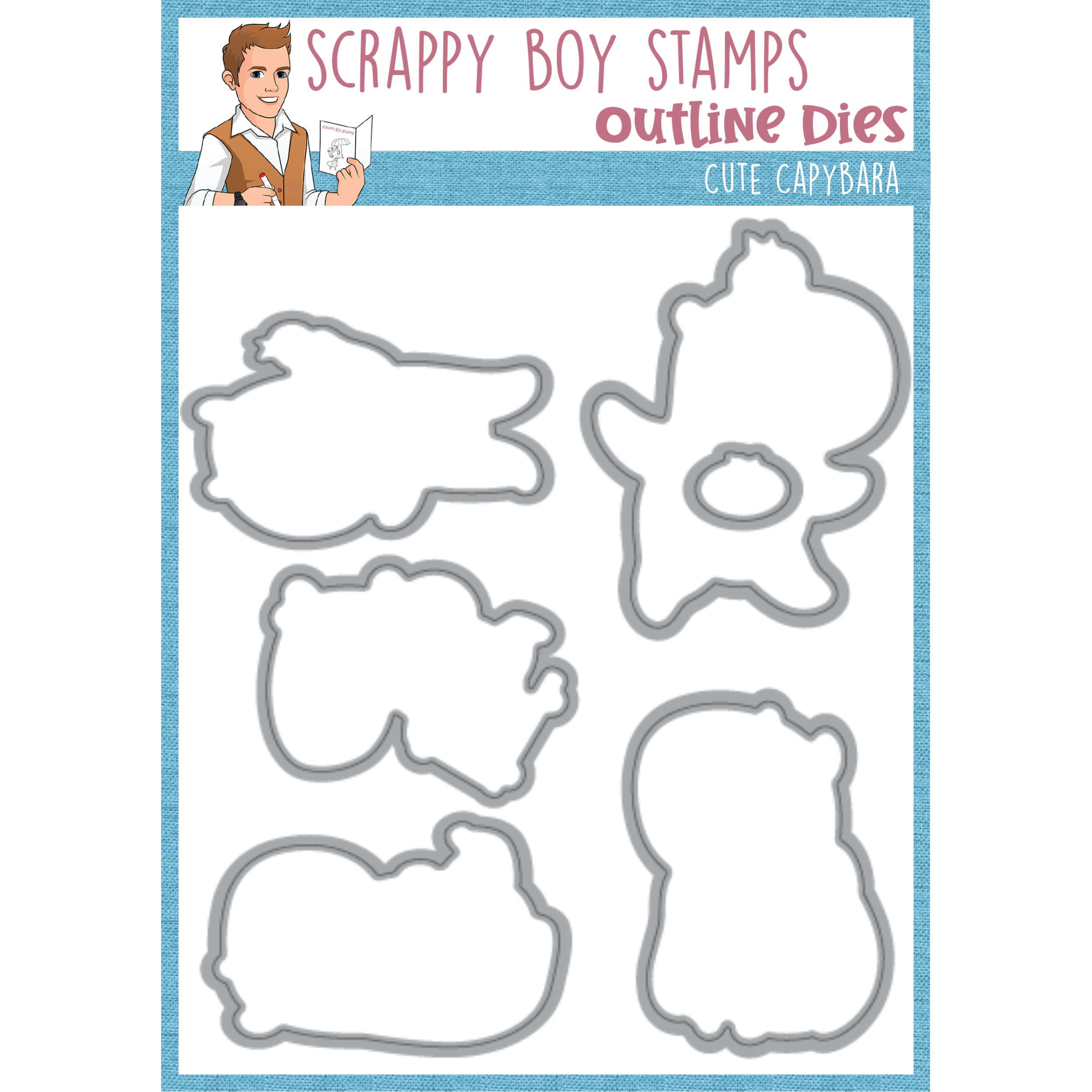 Bundle - Cute Capybara Stamp & Outline Dies - Scrappy Boy Stamps