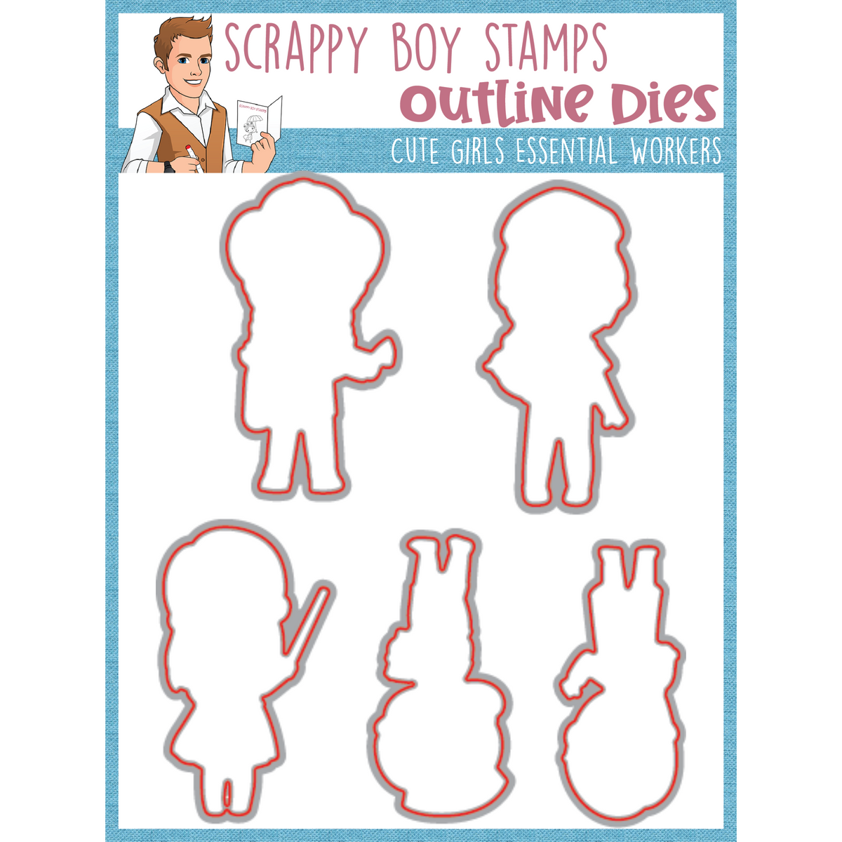 Bundle - Cute Girls Essential Workers Stamp & Outline Dies - Scrappy ...