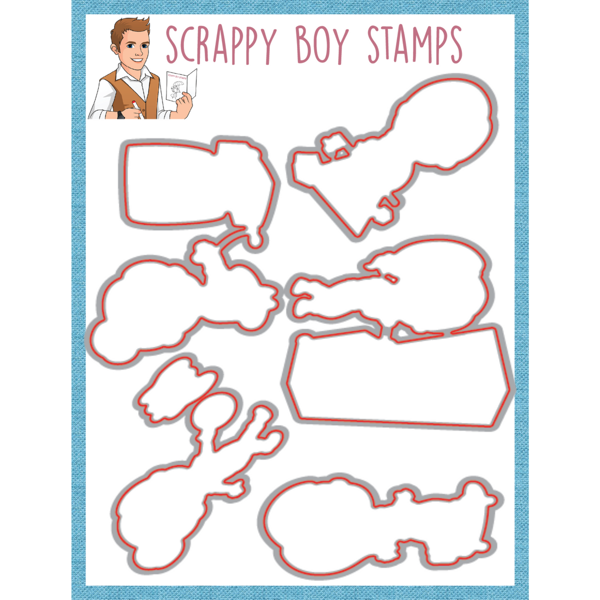 Bundle - Cute Girls Fun & Games Stamp & Outline Dies - Scrappy Boy Stamps