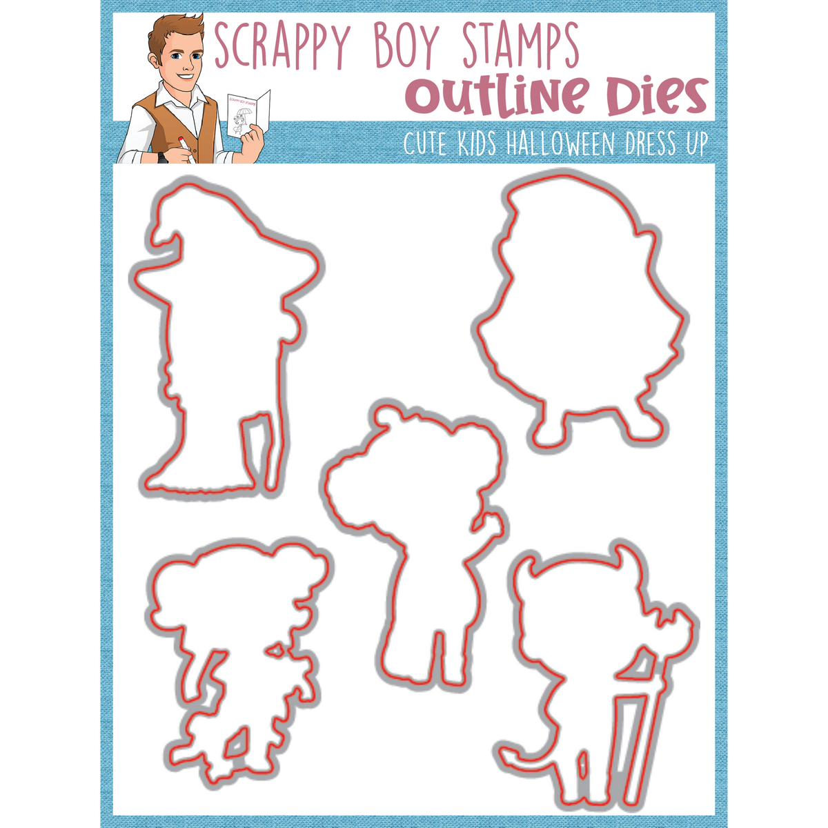 Outline Dies - Cute Kids Halloween Dress Up - Scrappy Boy Stamps