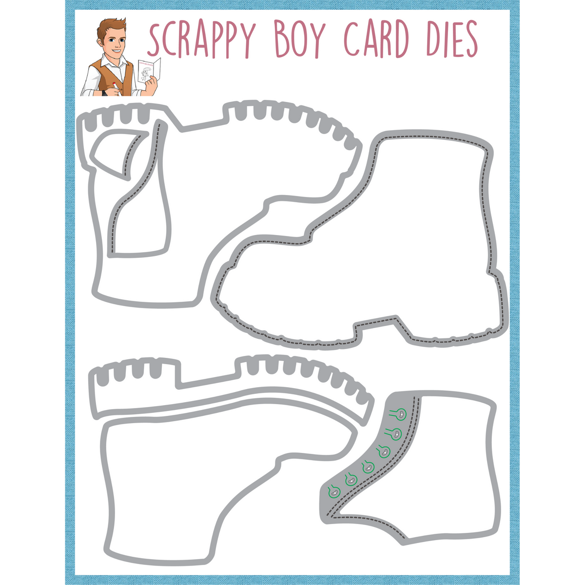 Hiking Boot Shaped Card Mini Album Die - Scrappy Boy Stamps