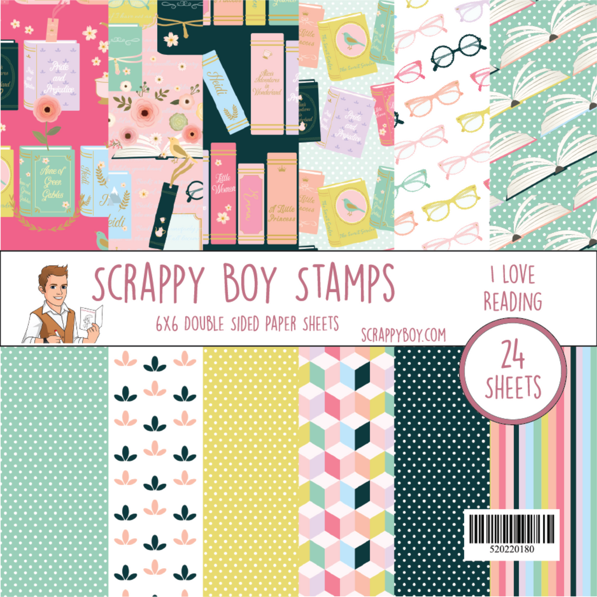 I Love Reading 6x6 Paper Pack - Scrappy Boy Stamps