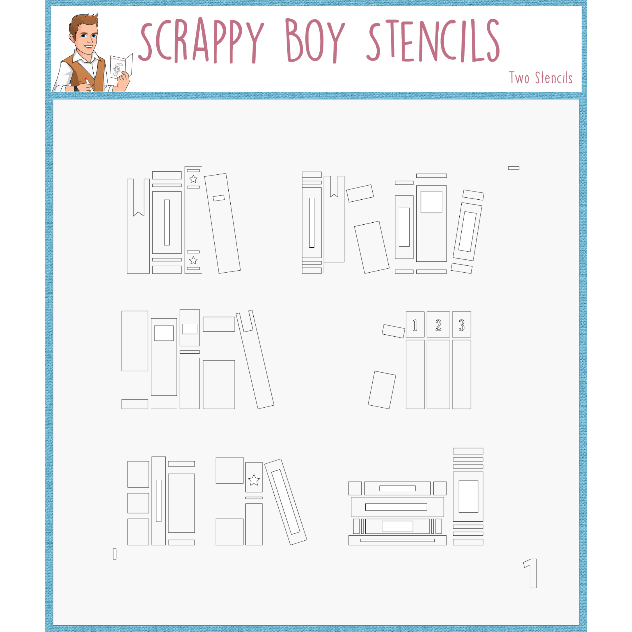 I Love Reading Layered Bookshelf Stencil - Scrappy Boy Stamps