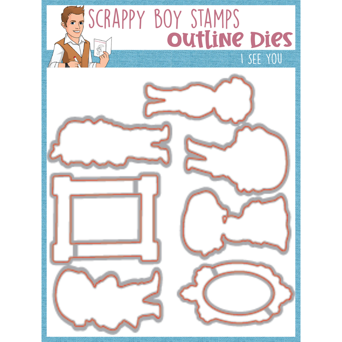 Bundle - I See You Stamp & Outline Dies - Scrappy Boy Stamps