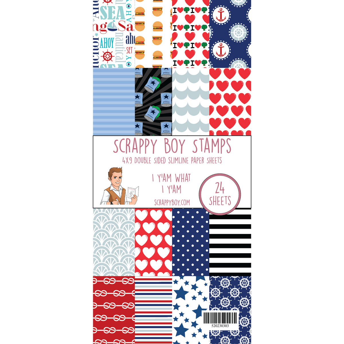 I Y'am What I Y'am 4x9 Paper Pack - Scrappy Boy Stamps
