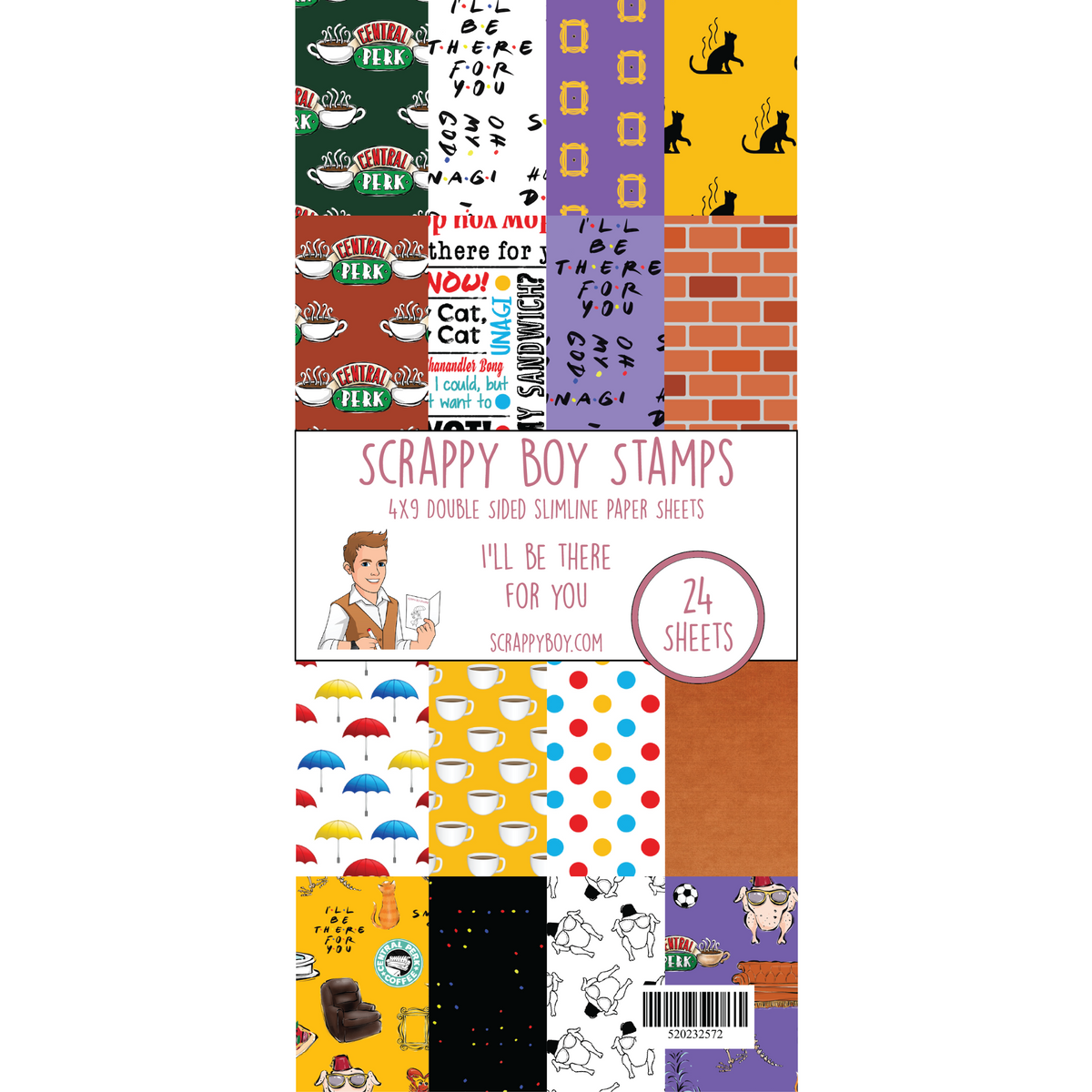 I'll Be There For You 4x9 Paper Pack - Scrappy Boy Stamps