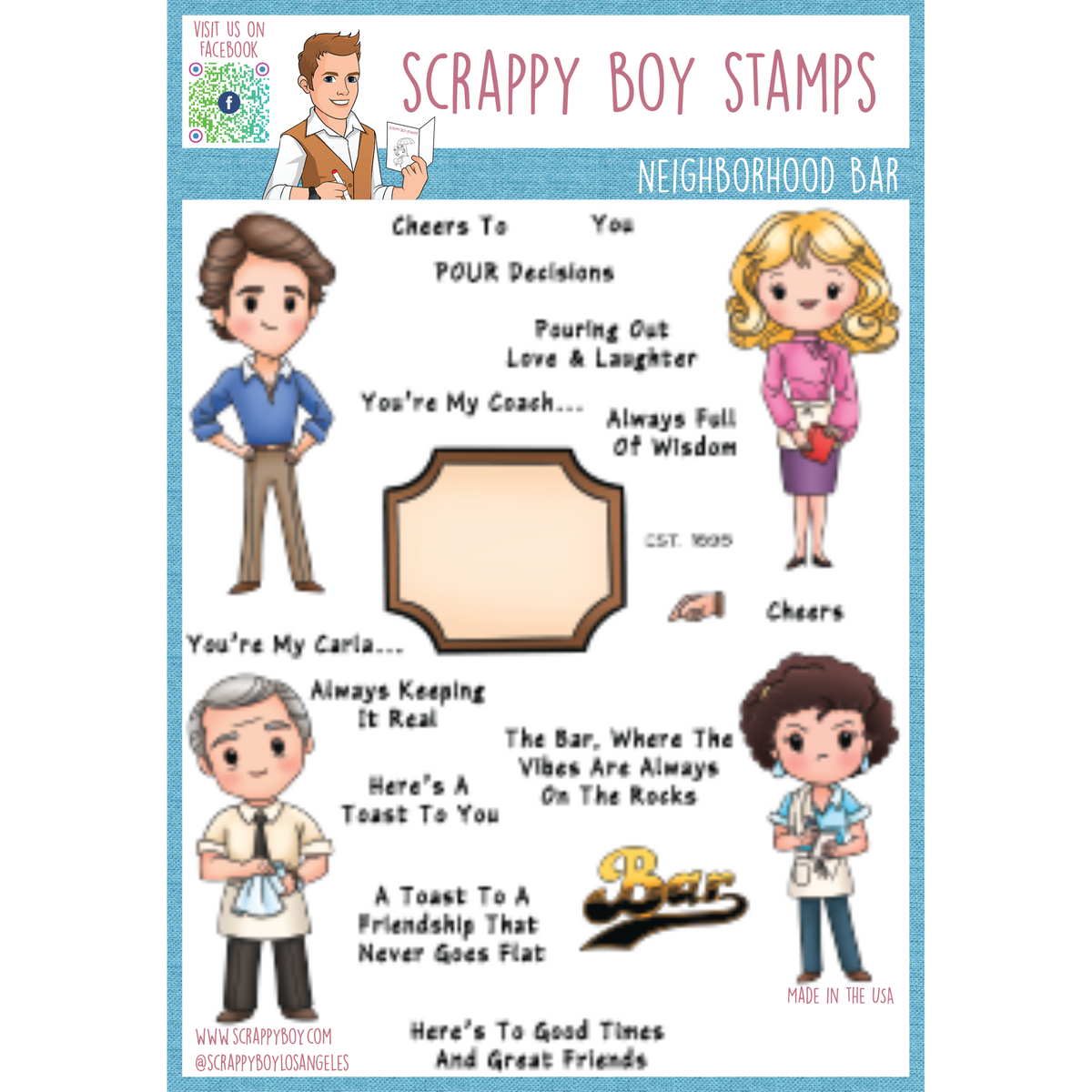 Neighborhood Bar - 6x8 Stamp Set - Scrappy Boy Stamps