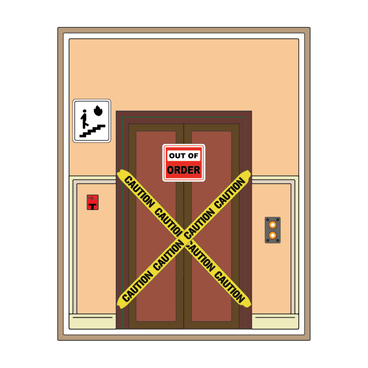 Out Of Order Elevator Builder Die & Stamps Set - Scrappy Boy Stamps