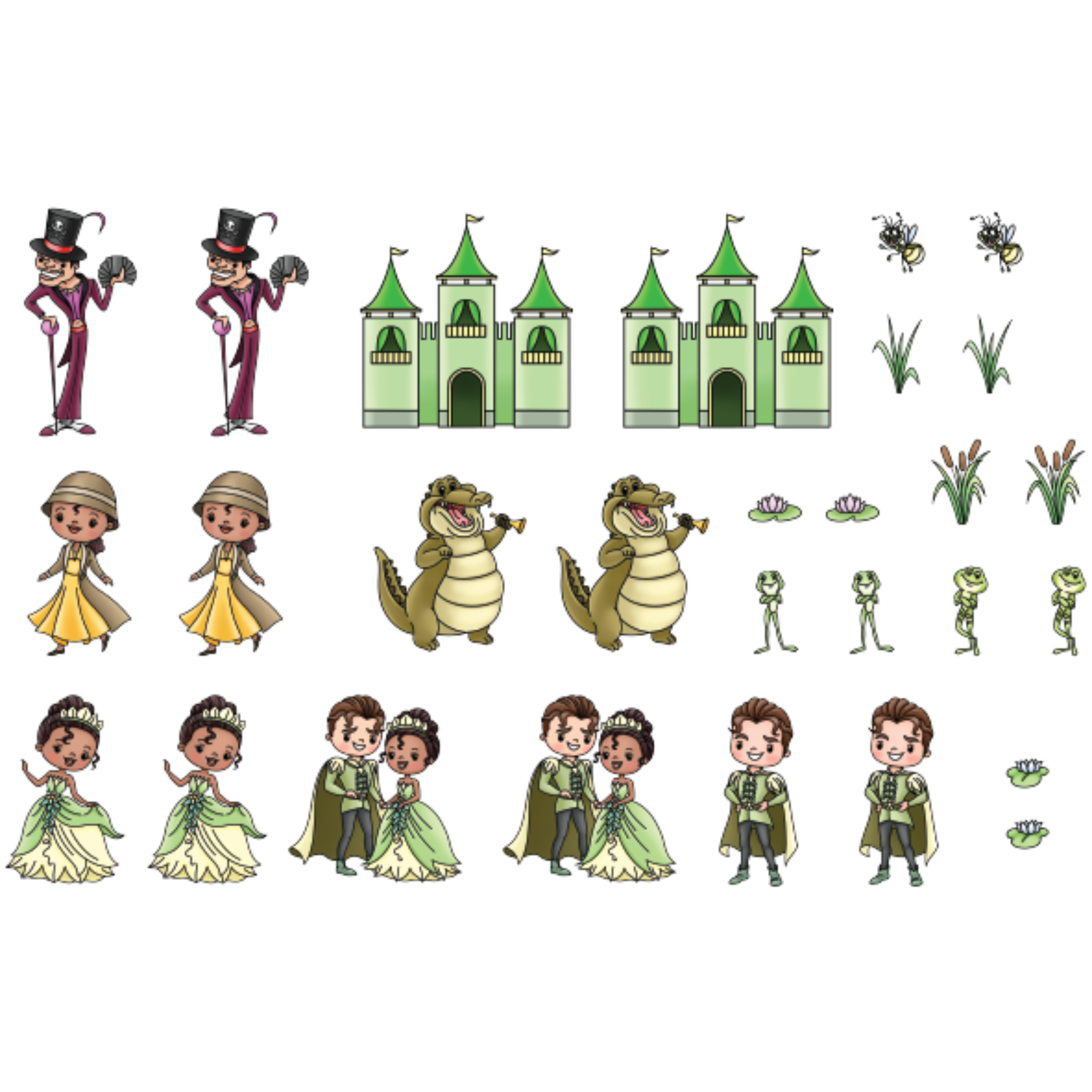 Princess & The Frog- Colored Die Cut Pieces - Scrappy Boy Stamps