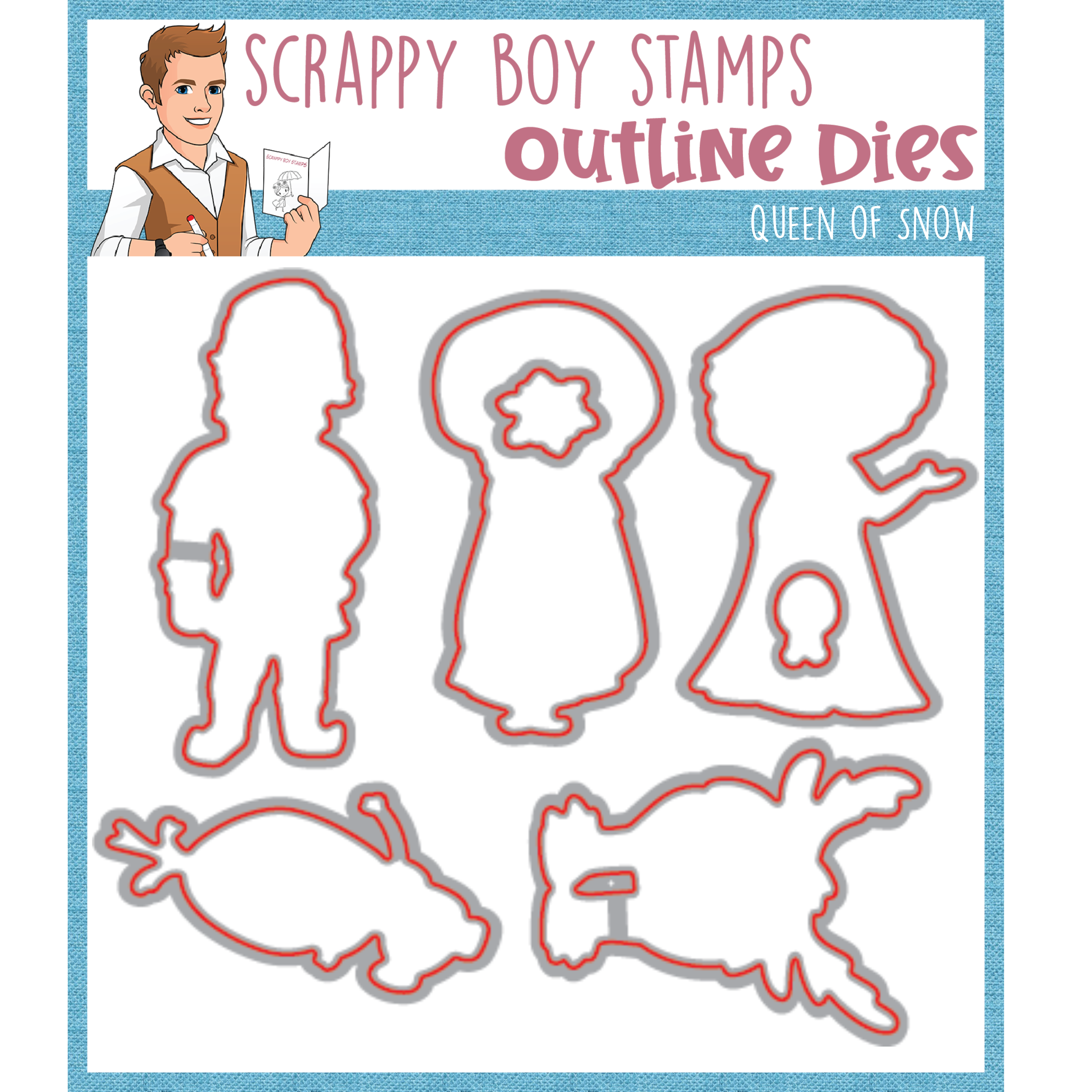 Bundle - Queen of Snow Stamp & Outline Dies - Scrappy Boy Stamps