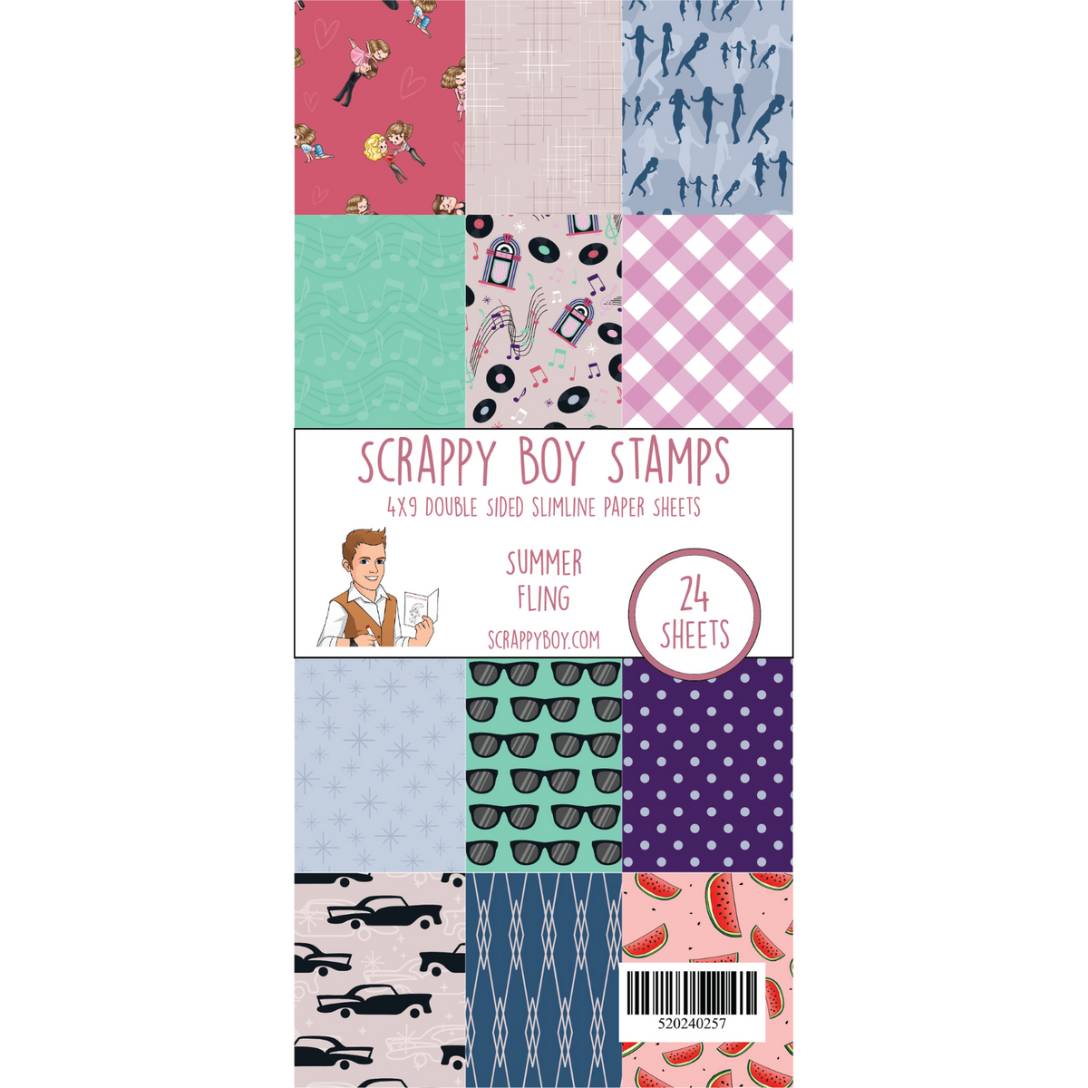 Summer Fling 4x9 Paper Pack - Scrappy Boy Stamps