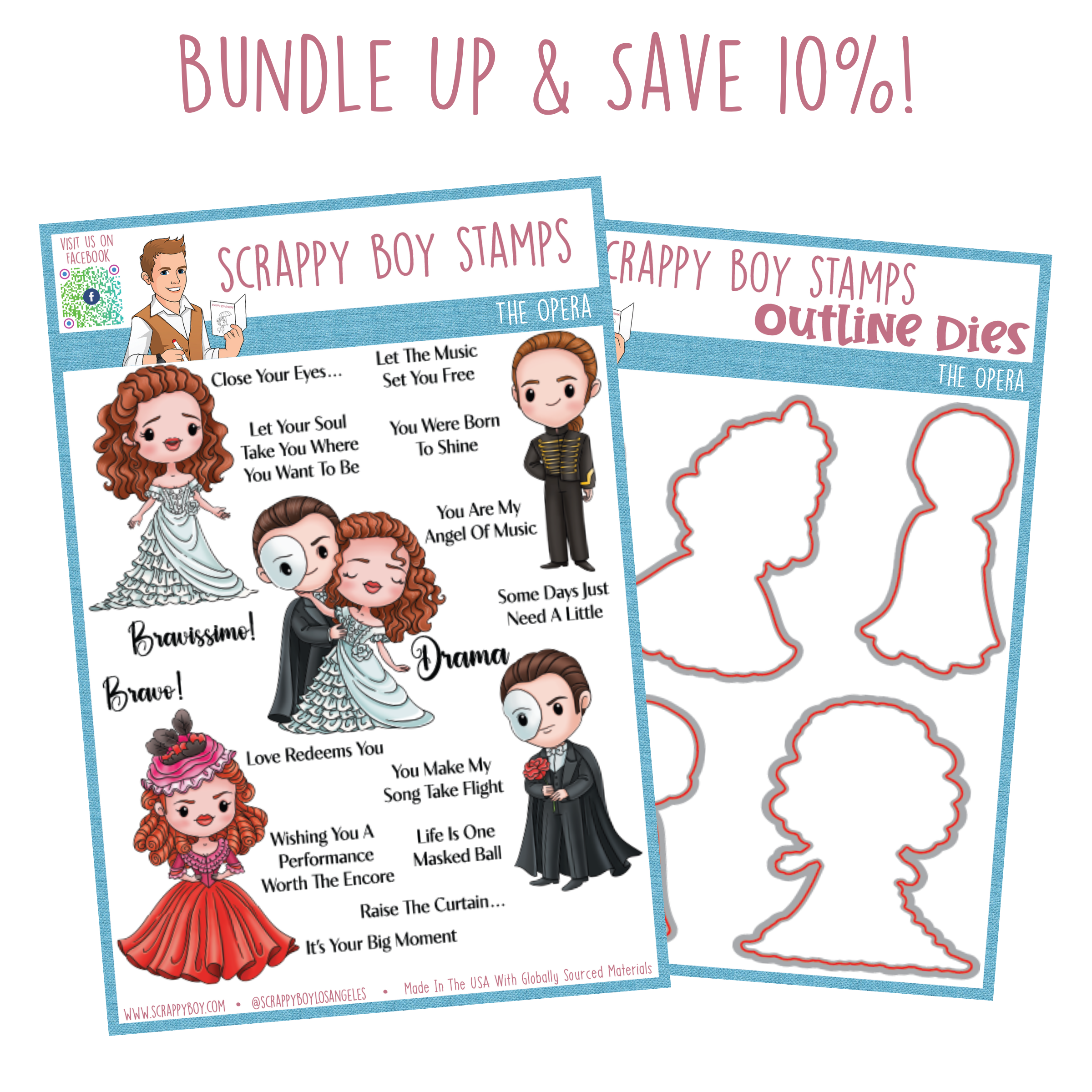 Bundle - The Opera Stamp & Outline Dies - Scrappy Boy Stamps