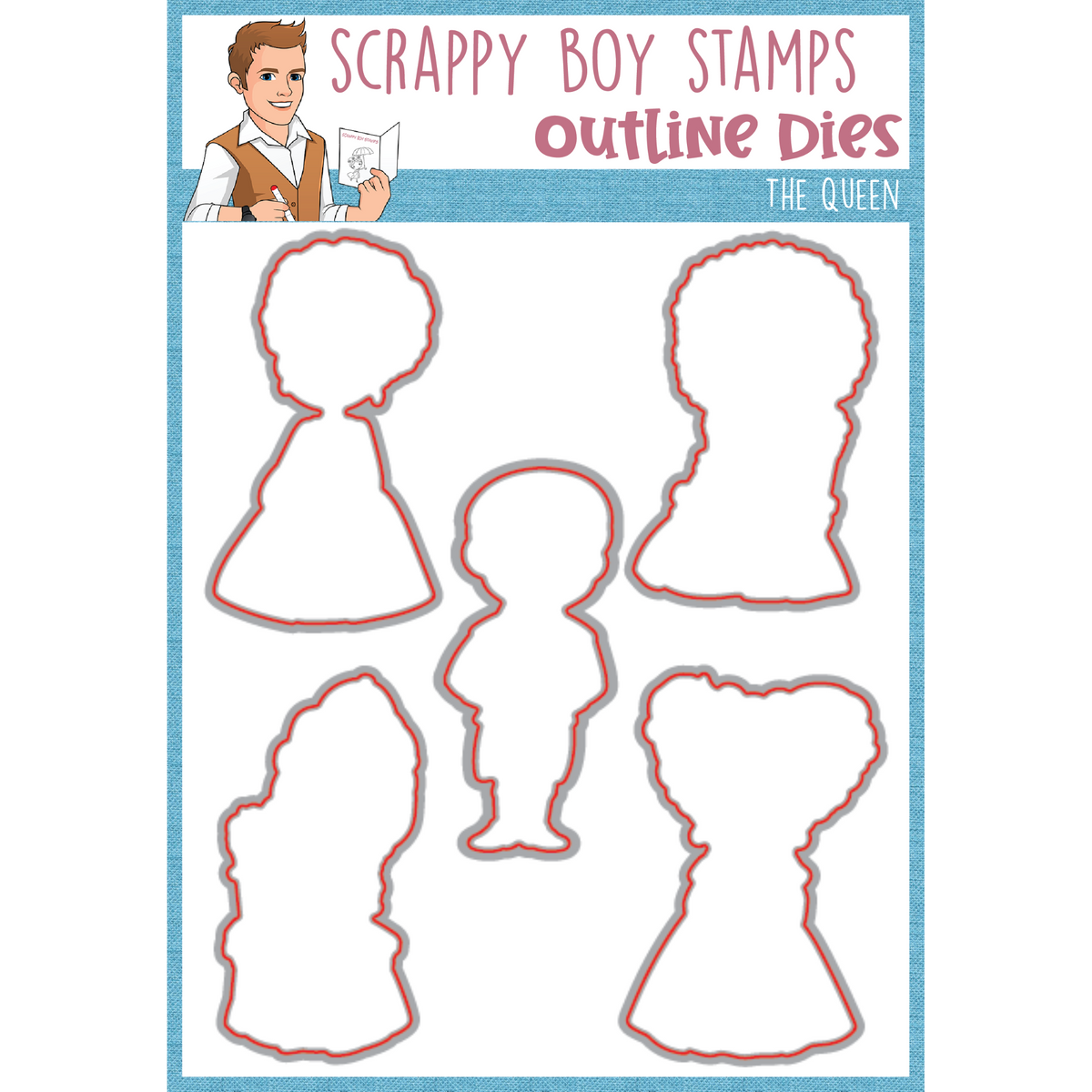 Outline Dies - The Queen - Scrappy Boy Stamps