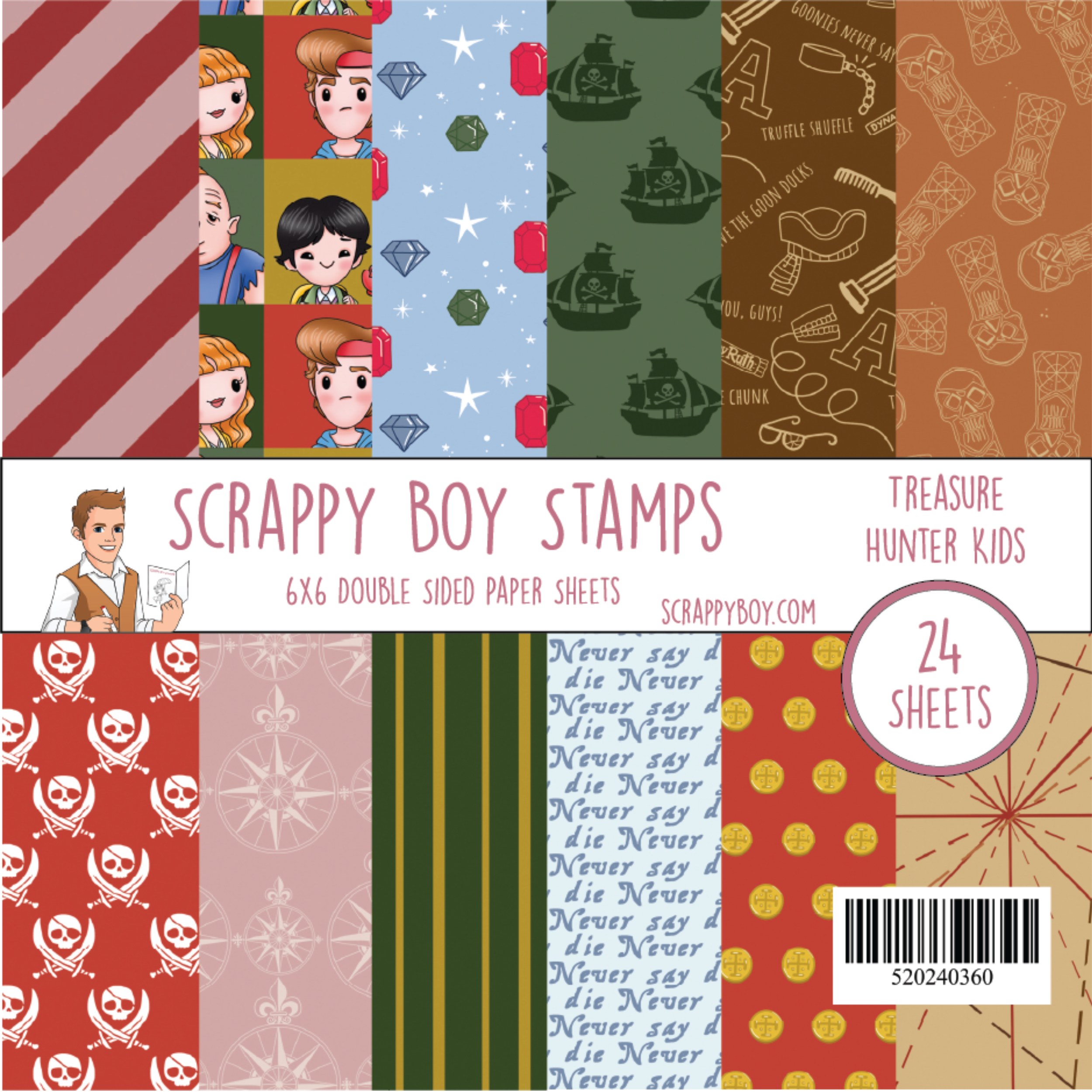 Treasure Hunter Kids 6x6 Paper Pack - Scrappy Boy Stamps