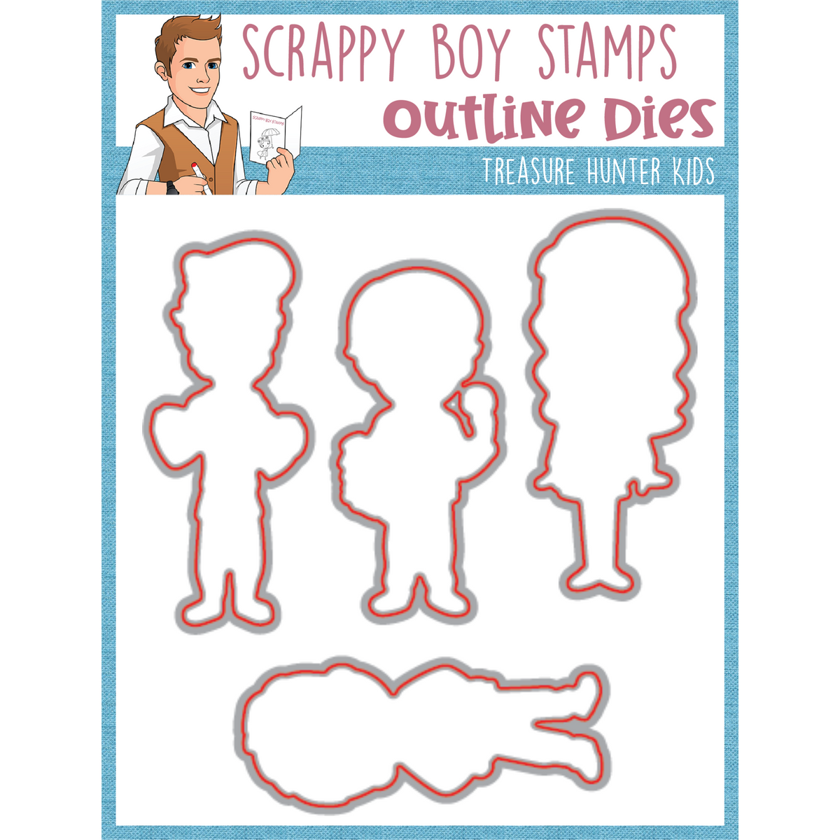 Bundle -Treasure Hunter Kids Stamp & Outline Dies - Scrappy Boy Stamps