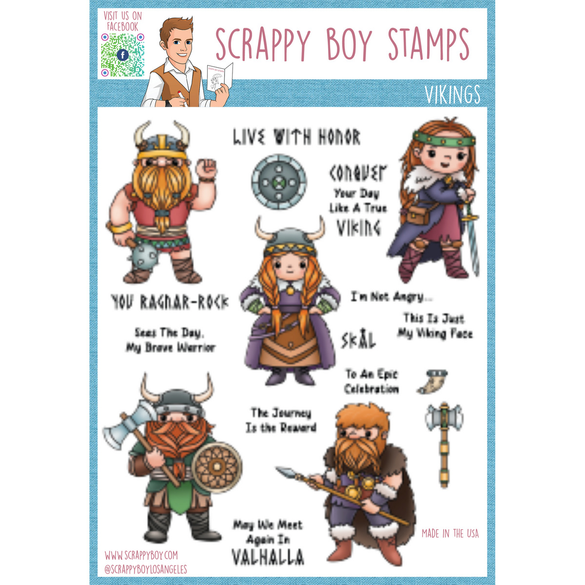 Vikings - 6x8 Stamp Set - Scrappy Boy Stamps