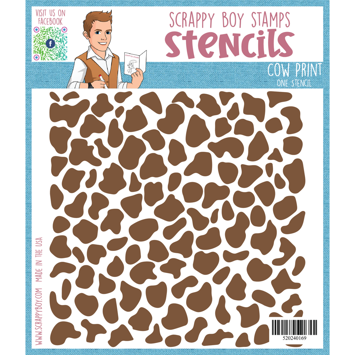 Cow Print Background Stencil - Scrappy Boy Stamps