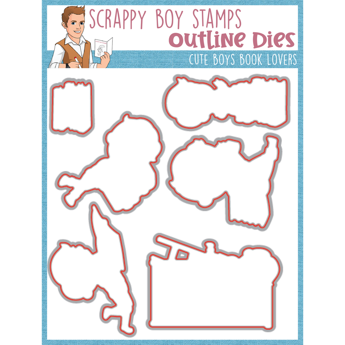 Outline Dies - Cute Boys Book Lovers - Scrappy Boy Stamps