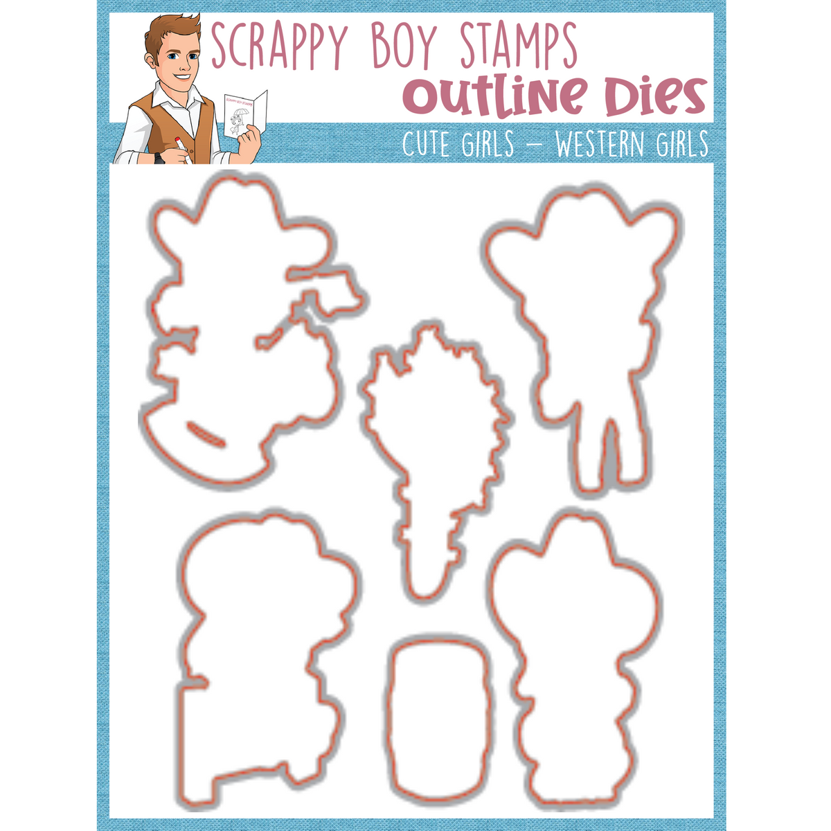 Outline Dies - Cute Girls Western Girls - Scrappy Boy Stamps