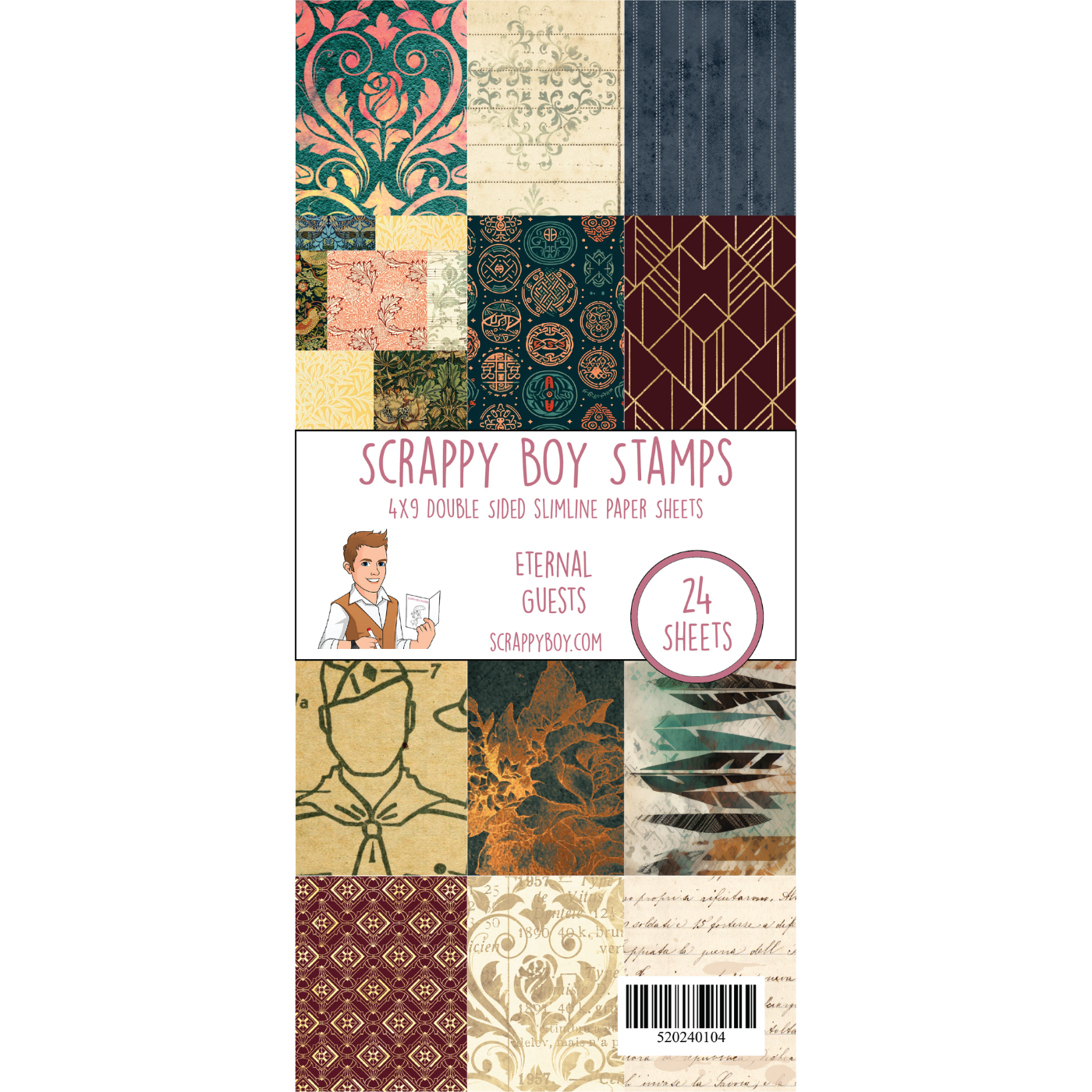Eternal Guests 4x9 Paper Pack - Scrappy Boy Stamps