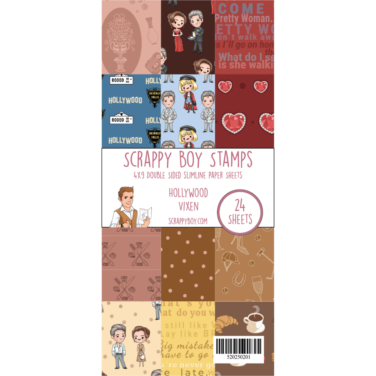 Hollywood Vixen 4x9 Paper Pack - Scrappy Boy Stamps