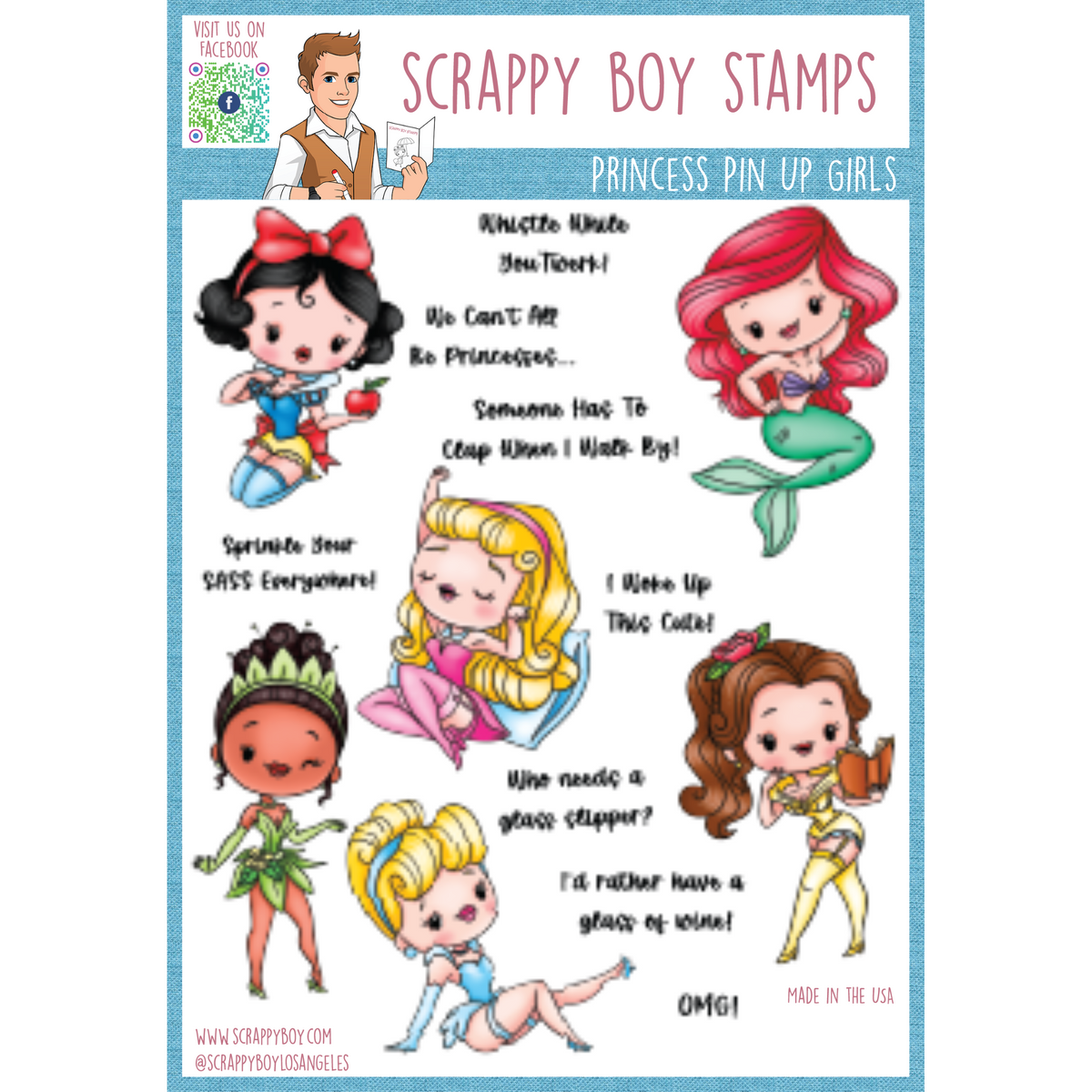 Princess Pin Up Girls - 6x8 Stamp Set - Scrappy Boy Stamps