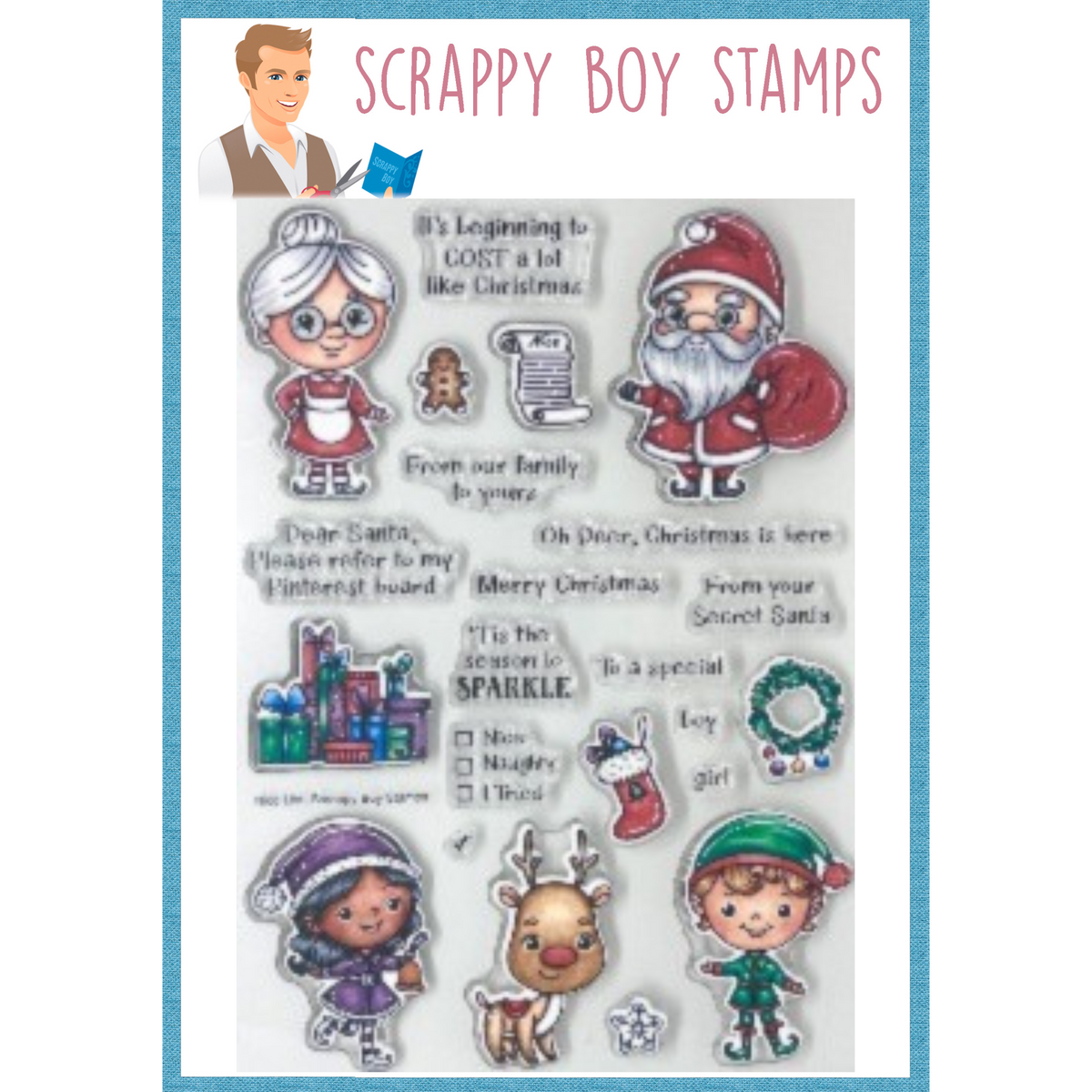 Nice List - 6x8 Stamp Set - Scrappy Boy Stamps